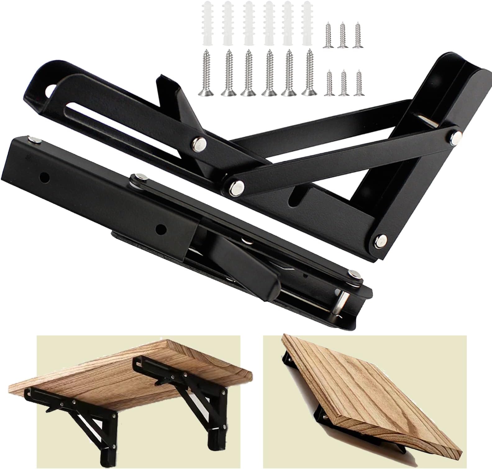 Amazon.com: Cinnvoice 2 Pcs 8 Inch E-Track Folding Fixed Shelf Brackets ...