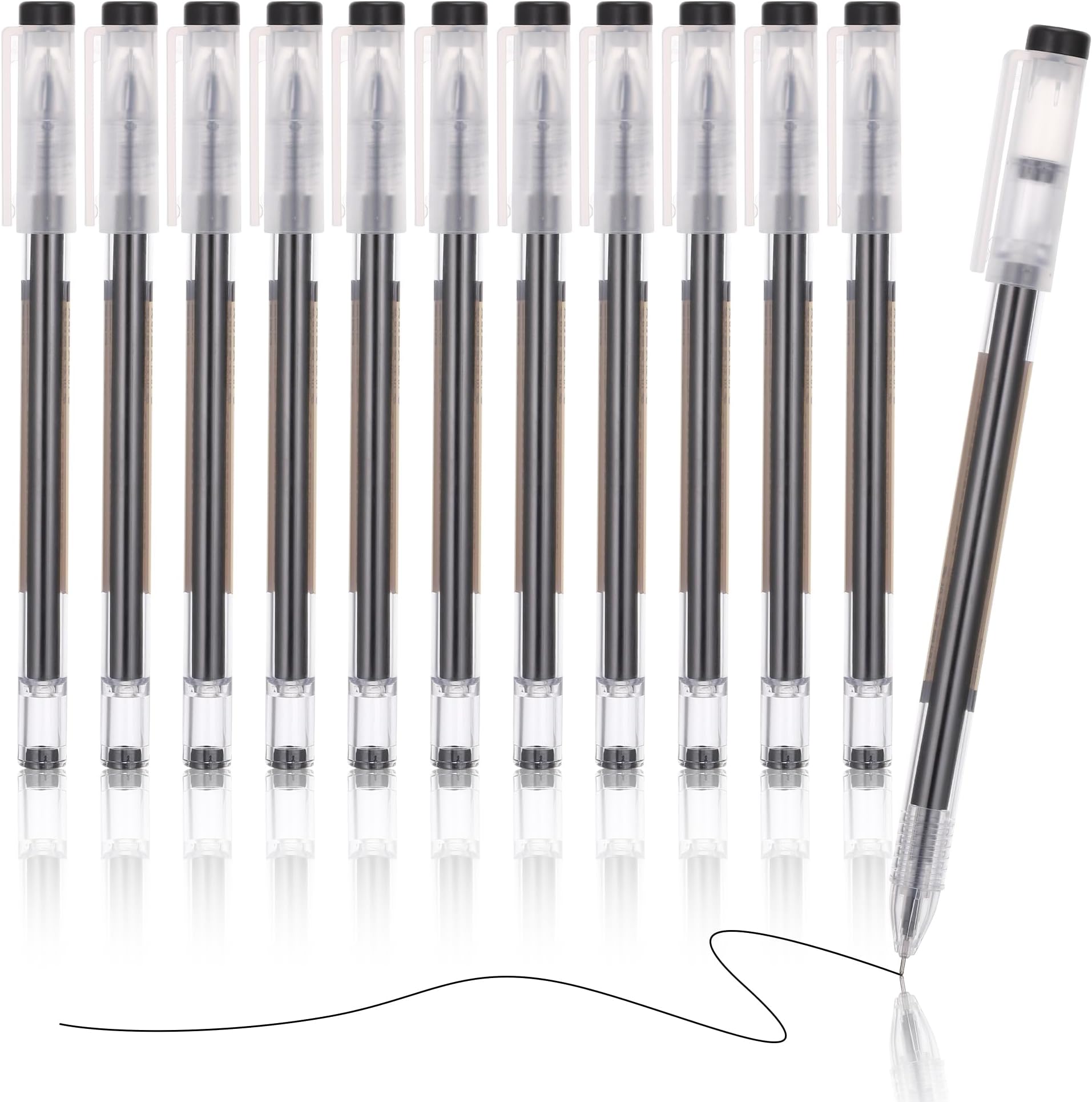 Reaeonat Gel Pens, 12Pcs Quick Drying Black Ink Ballpoint 0.5mm Fine ...