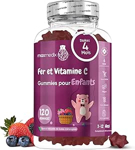 Gummies Fer avec Vitamine C - 120 Gummies Vitamine Enfant (4mois) de 3 ...