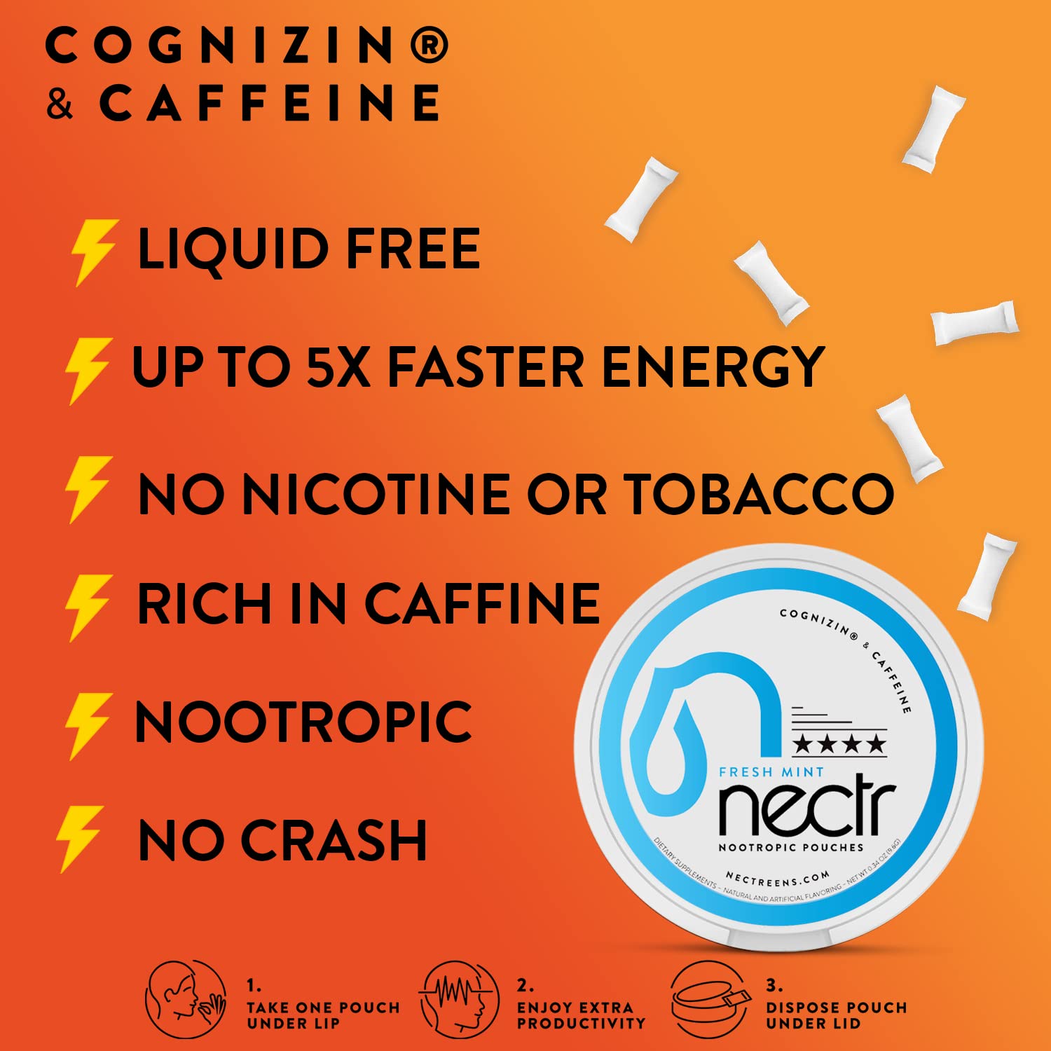 Snapklik.com : NECTR Nootropic Energy Pouches Fresh Mint Cognizin ...