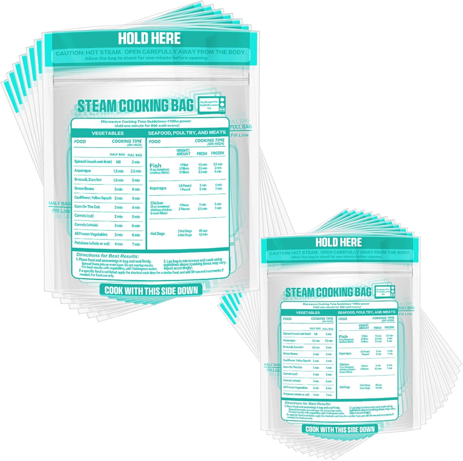 Amazon.com: Resurhang 100 Pack Zipper Microwave Steam Bags Medium and ...