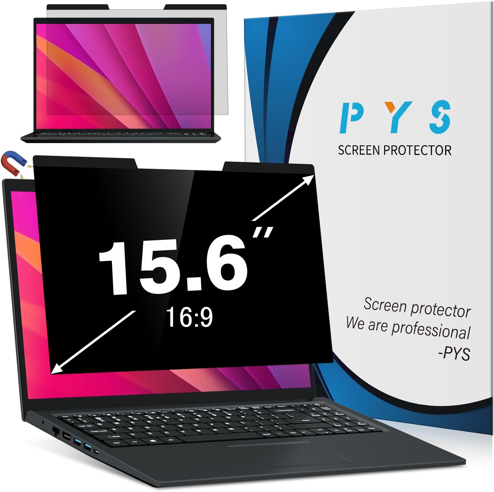 Amazon.com: PYS Magnetic Laptop Privacy Screen Filter 15.6 Inch 16:9 ...