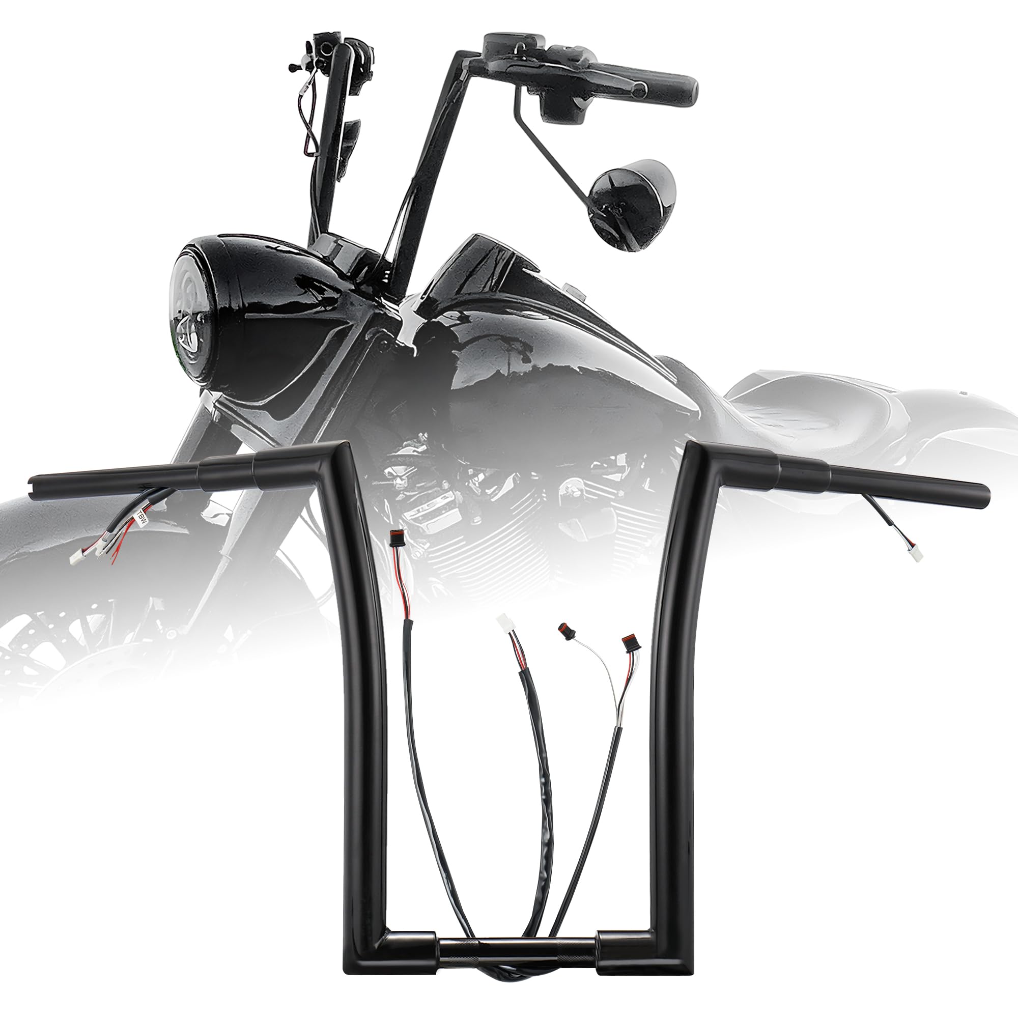 Custom Ape Hangers Kits 10 In. Ape Hanger Handlebar Kit, Black INDIAN