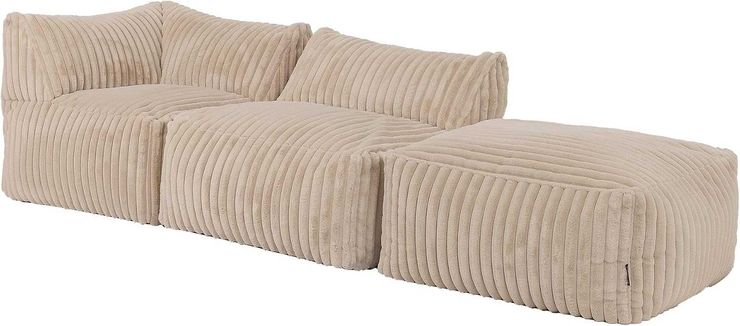 icon Tetra Modular Floor Bean Bag Sofa Set, Natural, Corner 3 Seater ...