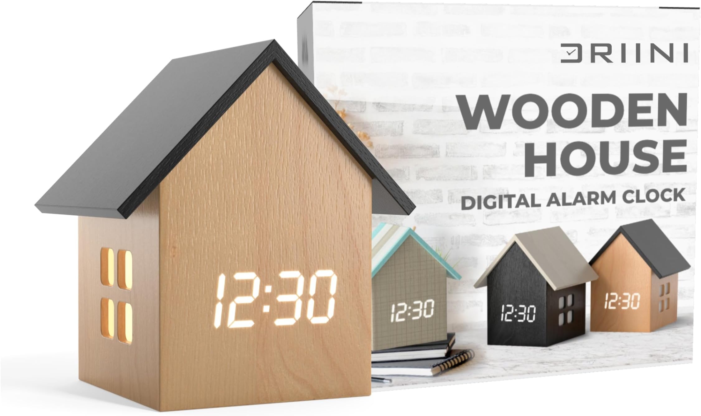 Amazon.com: Digital Alarm Clock, with Wooden Electronic LED Time ...