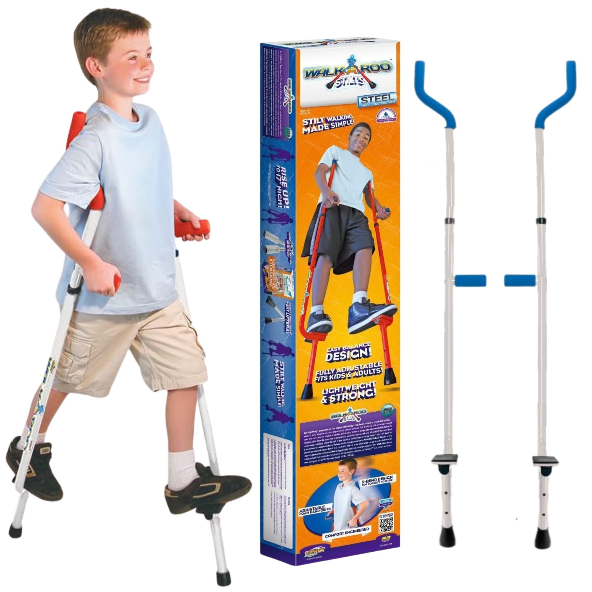 Amazon.com: Geospace Adjustable Walkaroo Steel Stilts for Kids - Vert ...