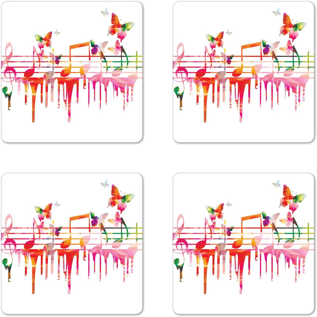 Amazon.com: Lunarable Music Coaster Set of 4, Colorful Artwork Music ...