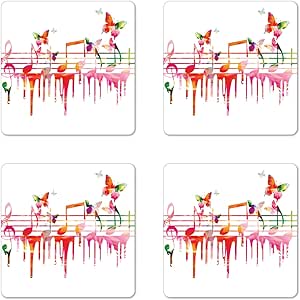 Amazon.com: Lunarable Music Coaster Set of 4, Colorful Artwork Music ...
