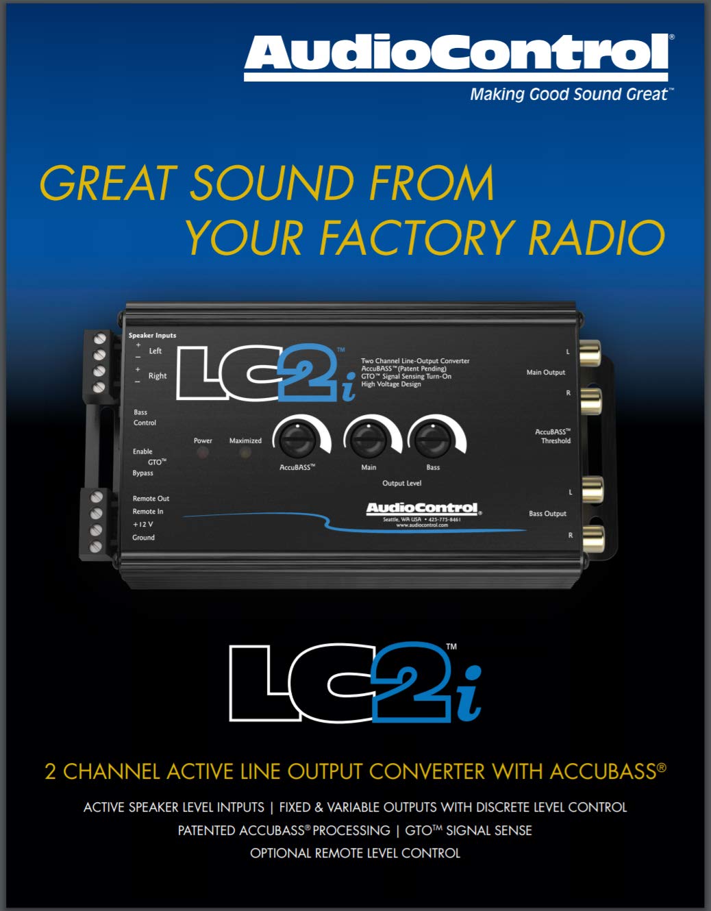 AudioControl LC2i 2 Channel Line Out Converter with AccuBASS and ...
