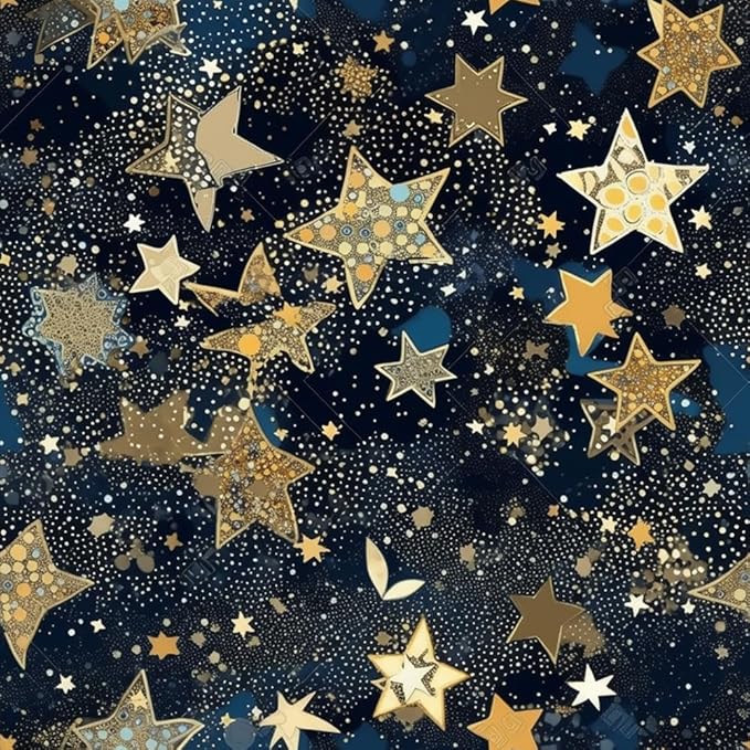 REDAMANCY Navy Gold Stars Galaxy Modern Peel and Stick Wallpaper Stick ...
