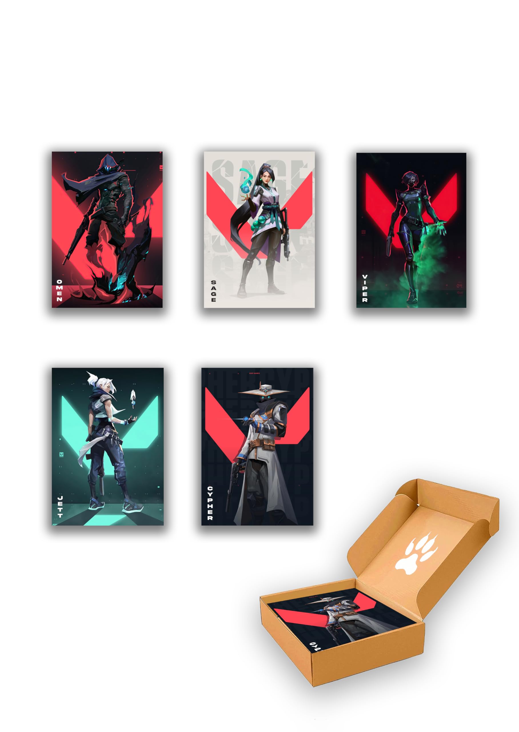 Panduh Prints Pack of 5 Valorant Posters - A4 Size (8.27 x 11.69 Inches ...