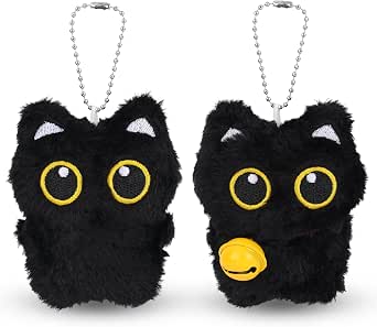 Amazon.com: Mikovivi 2pcs Cat Plush Keychain, Adorable Black Cat Plush ...