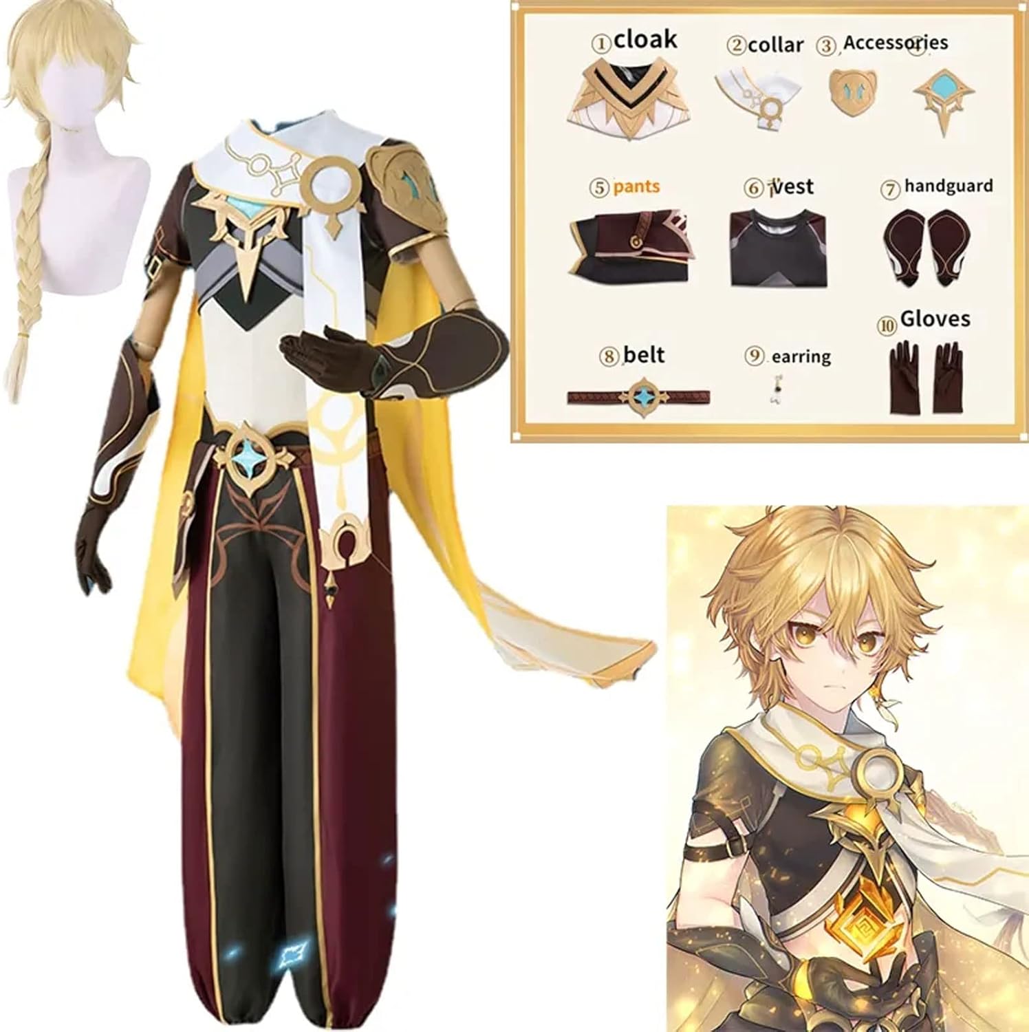Game Genshin Impact Cosplay Traveler Aether Costume Cosplay Anime ...