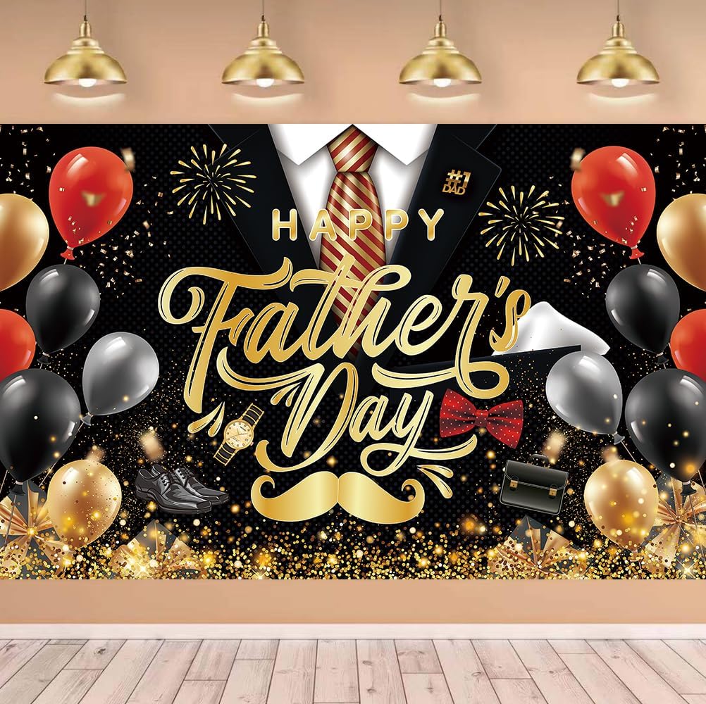 Amazon.com : LeDuo Happy Fathers Day Banner Backdrop, Happy Father's ...