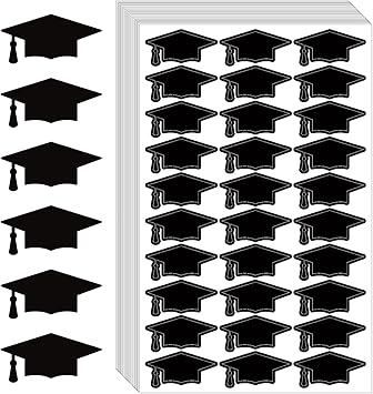 Amazon.com: Whaline 600pcs Graduation Cap Stickers Black Graduation Hat ...