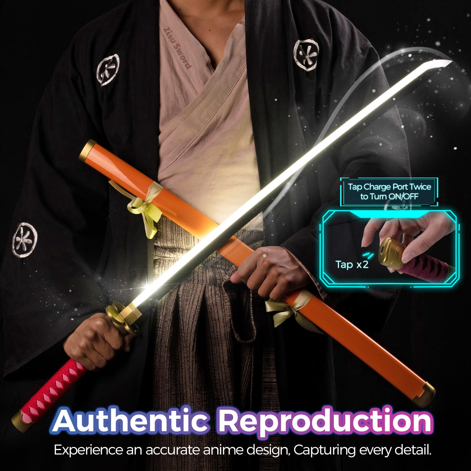 Snapklik.com : Zisu Light Up Roronoa Zoro Sword - 40-Inch Light Saber Sword
