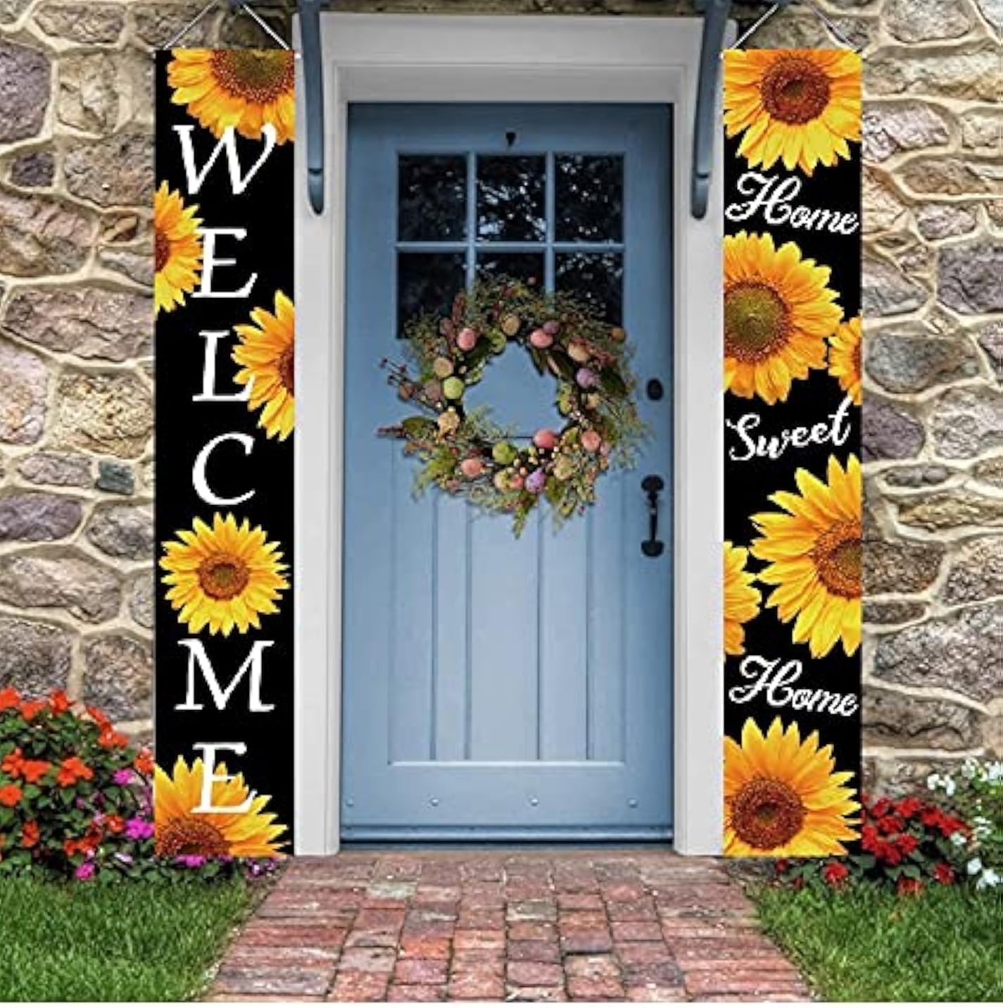 Amazon.com: KYMY Sunflower Summer Banners,Welcome Porch Sign,Sunflower ...
