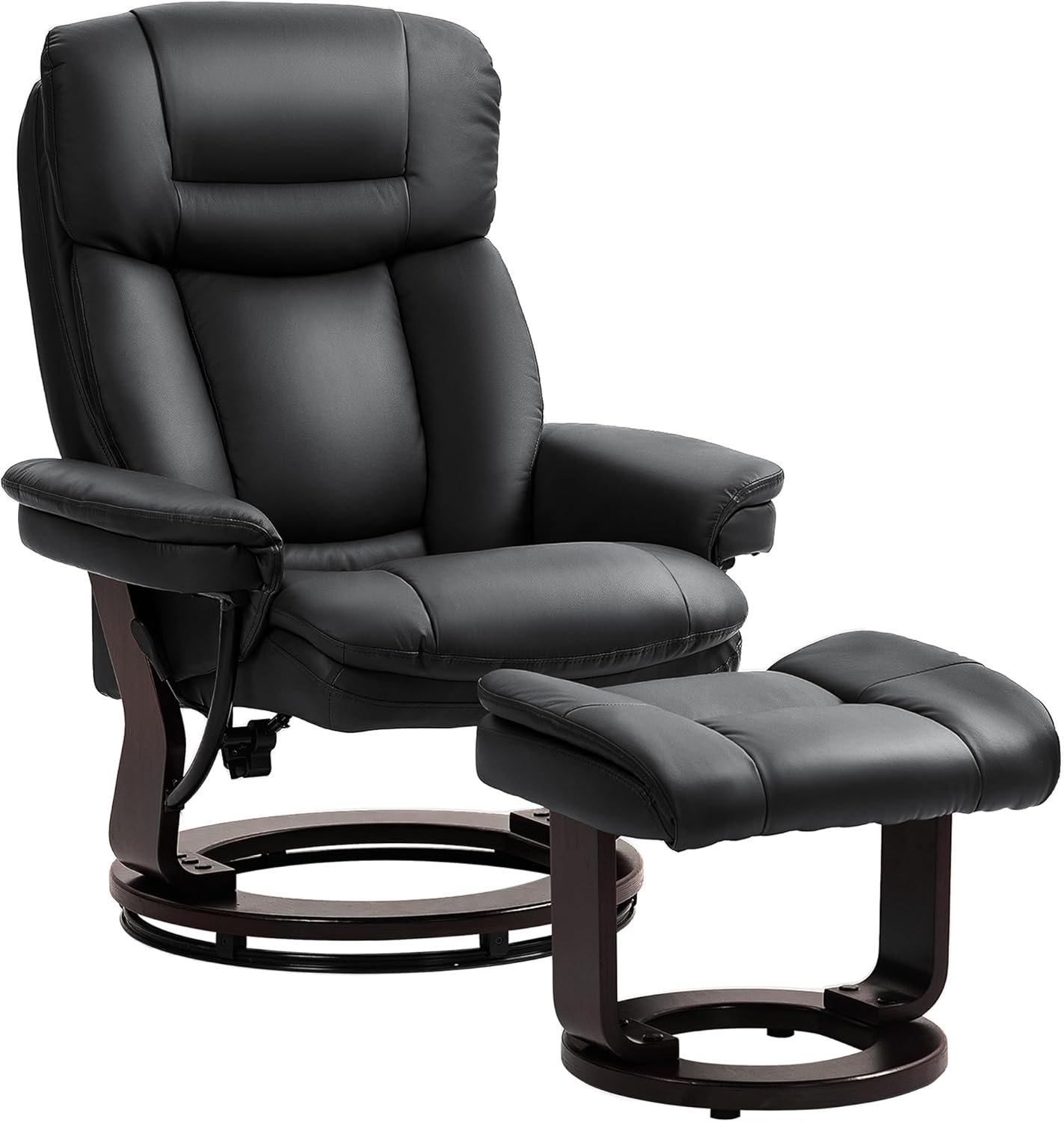 Amazon.com: HOMCOM Swivel Recliner Chair with Ottoman, PU Leather ...