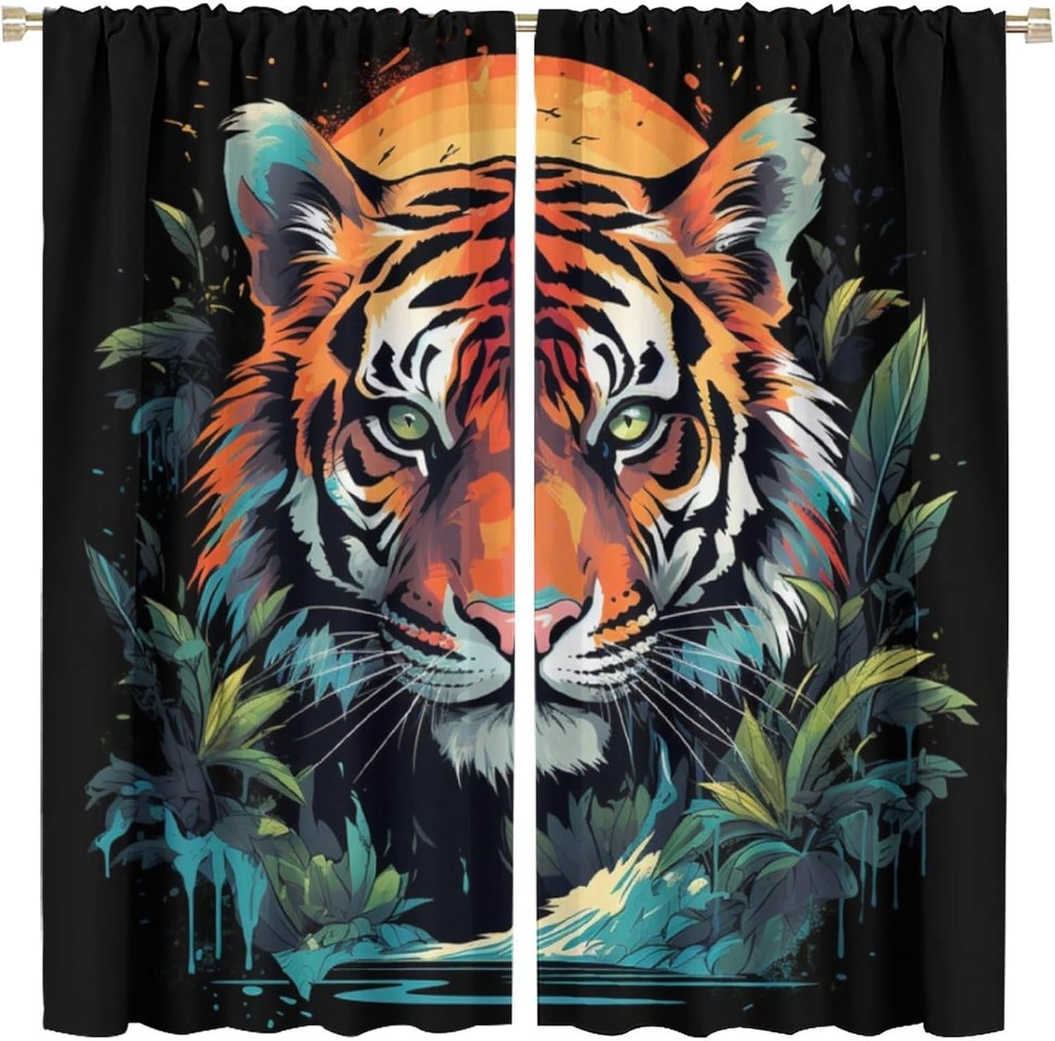 Amazon.com: Wild Animal Curtains, Colorful Fantastic Cool Real Tiger ...