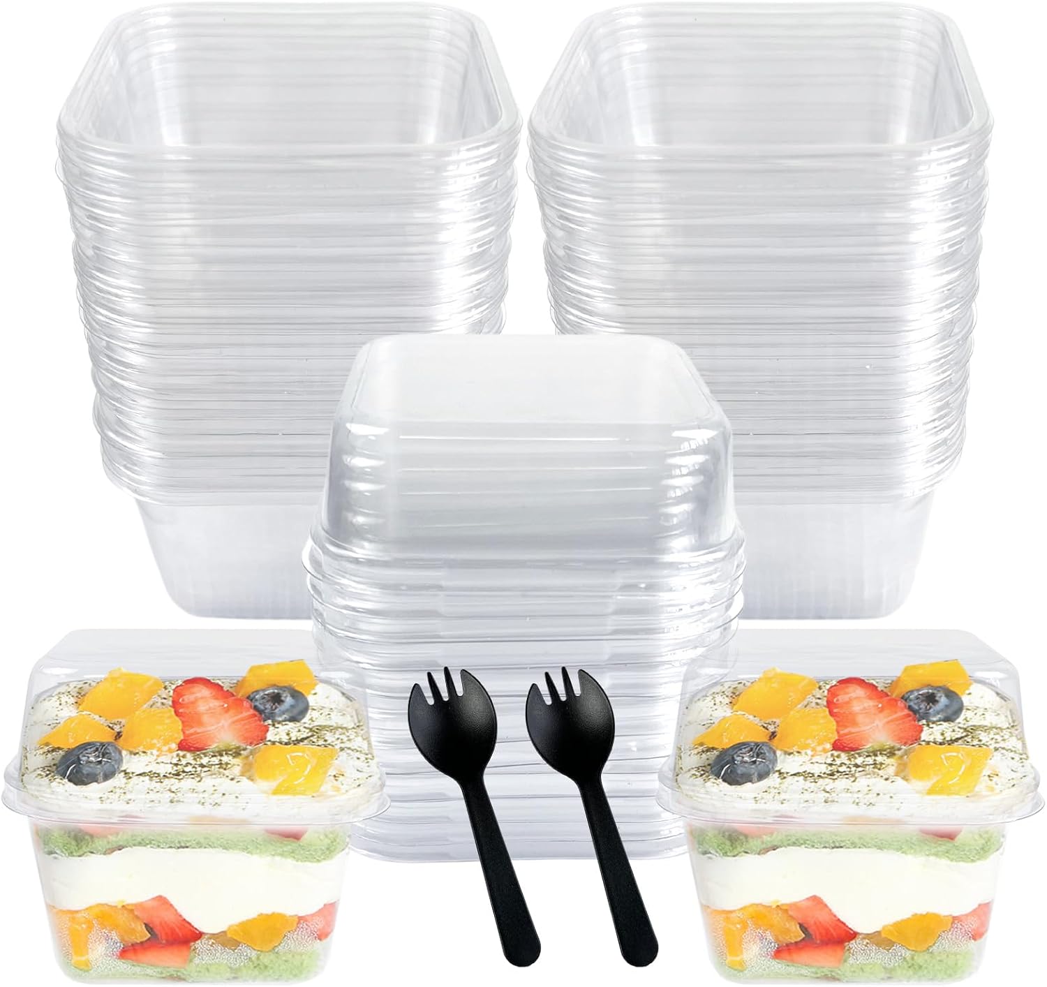 Amazon.com: 50 Pack Disposable Clear Plastic Cups Ice-cream Cups with ...