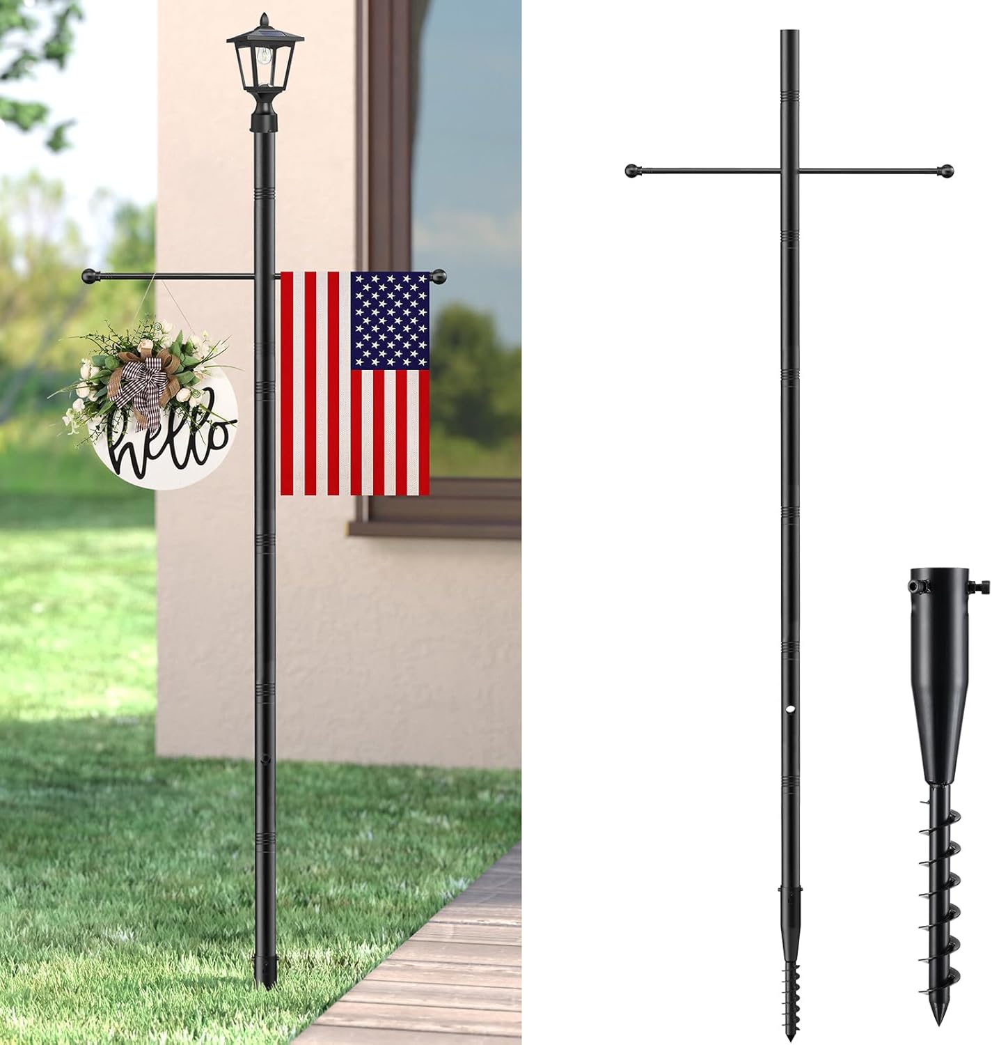 Outdoor Lamp Posts, 51"-109" Adjustable Light Poles for Outside ...