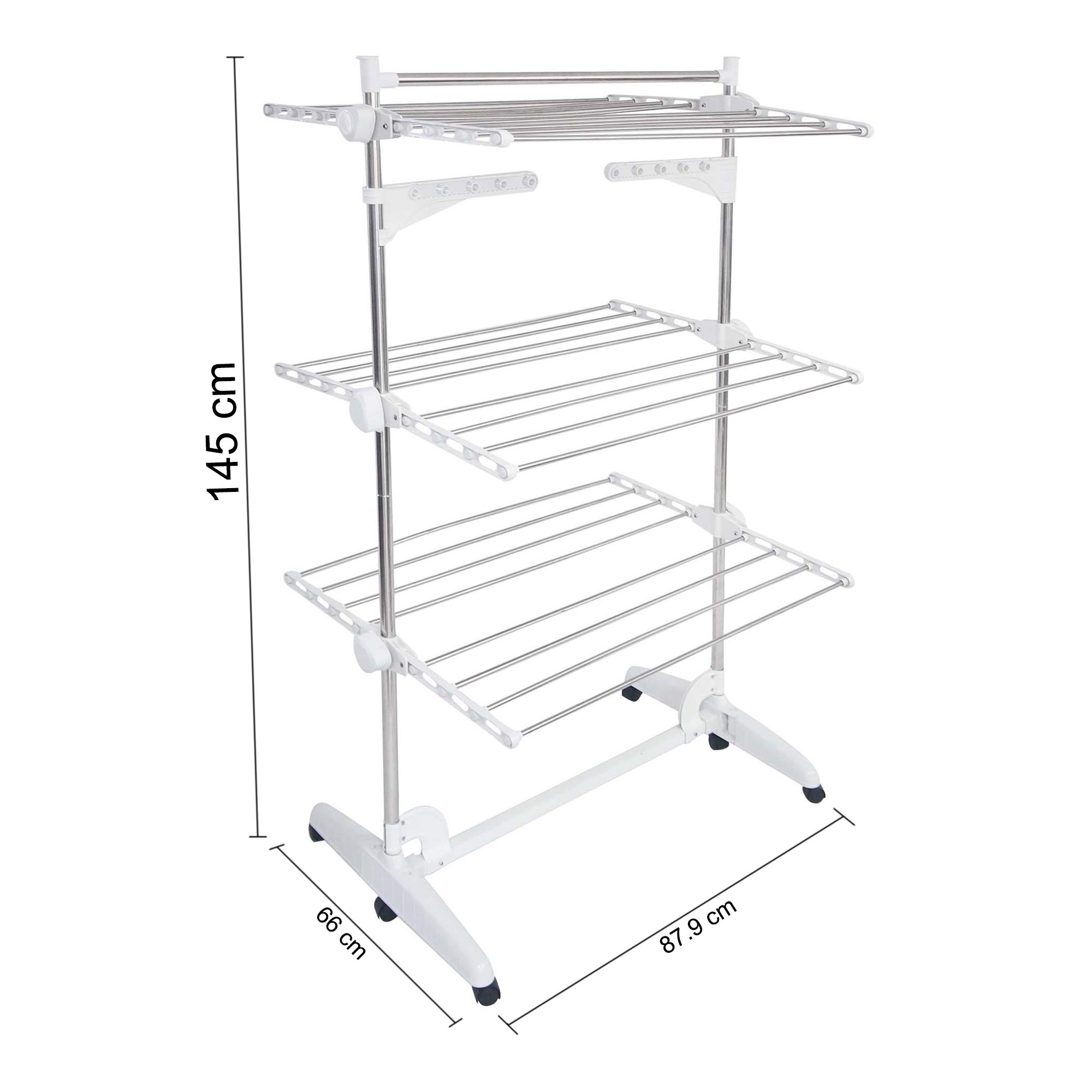 Todeco 3 Tier Clothes Airer Folding Stainless Steel Laundry Drying todeco-3-tier-clothes-airer-folding-stainless-steel-laundry-drying