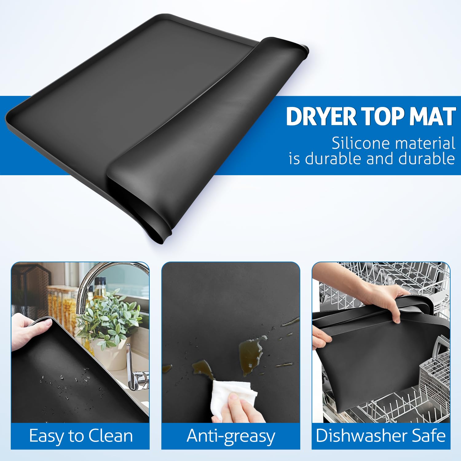 Famsoule Washer Dryer Top Protector Mat, 23.6“ x 23.6" Protective ...