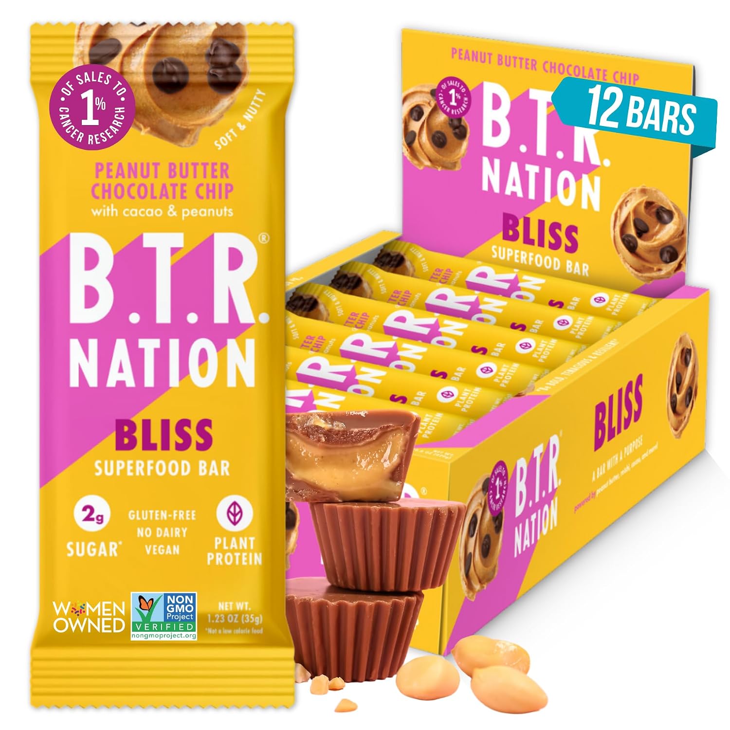 Amazon.com : B.T.R Nation Vegan Keto Superfood Protein Bars - Peanut ...