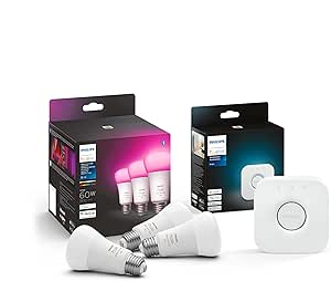 Amazon.com: Philips Hue Smart Lighting Bundle: 3-Pack A19 LED Smart ...