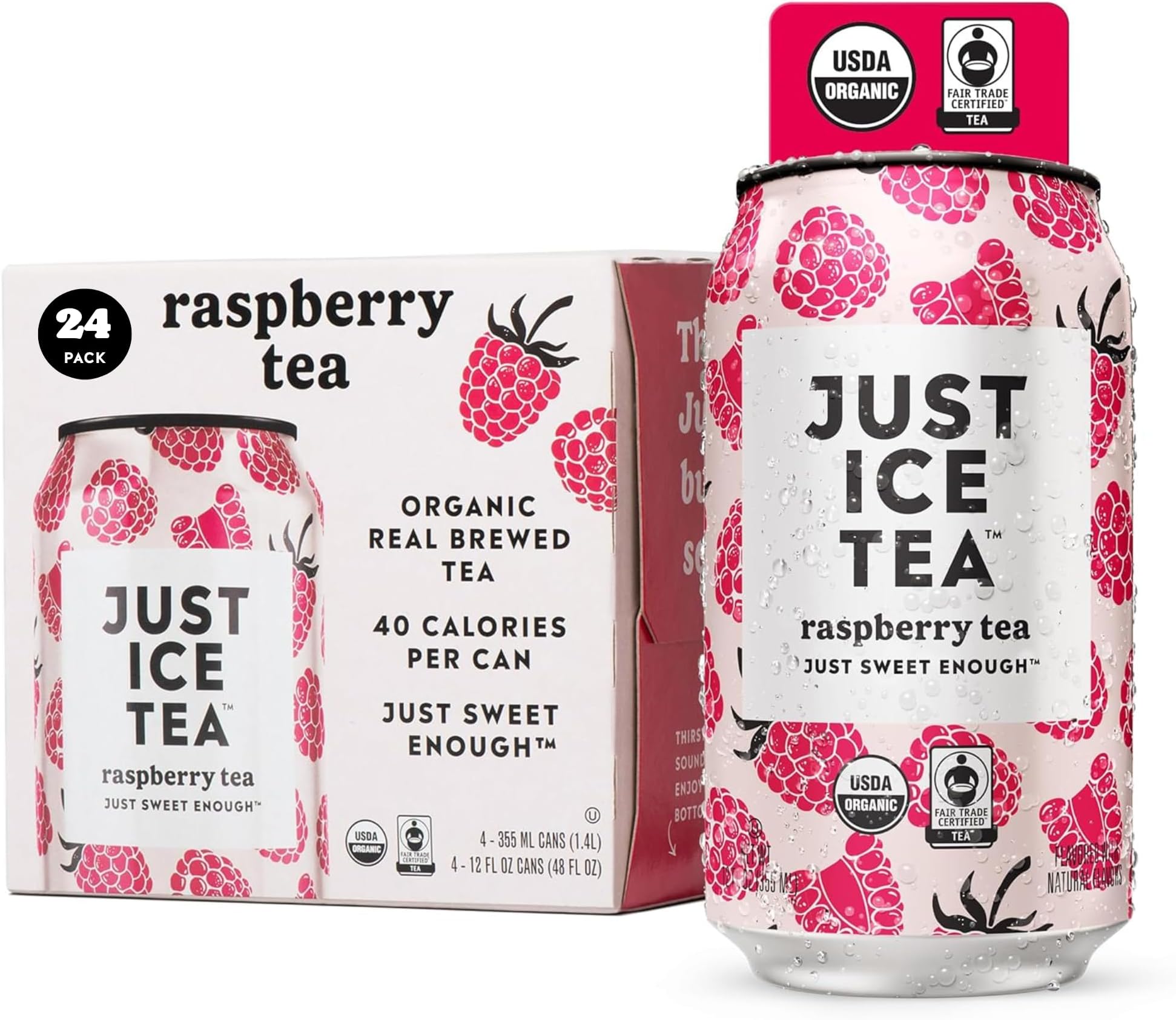 Amazon.com : Just Ice Tea, Raspberry Flavored Black Iced Tea, 24-Pack ...