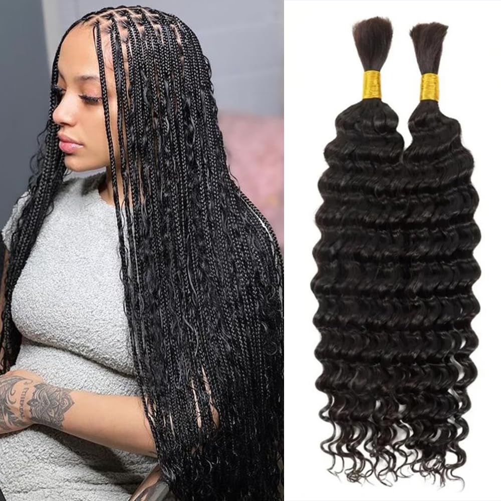 Amazon.com : Deep Wave Bulk hair for Braiding No Weft Faux Micro ...