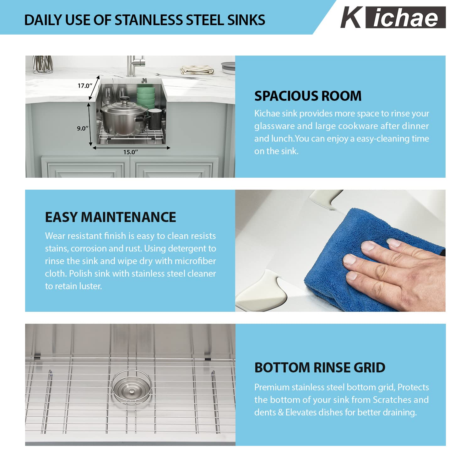 Snapklik.com : 15x17 Inch Stainless Steel Bar Prep Sink Undermount ...