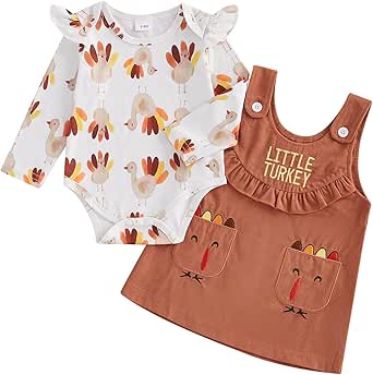 Amazon.com: Socutebabe My First Thanksgiving Baby Girl Outfit Newborn Turkey Romper And Corduroy ...