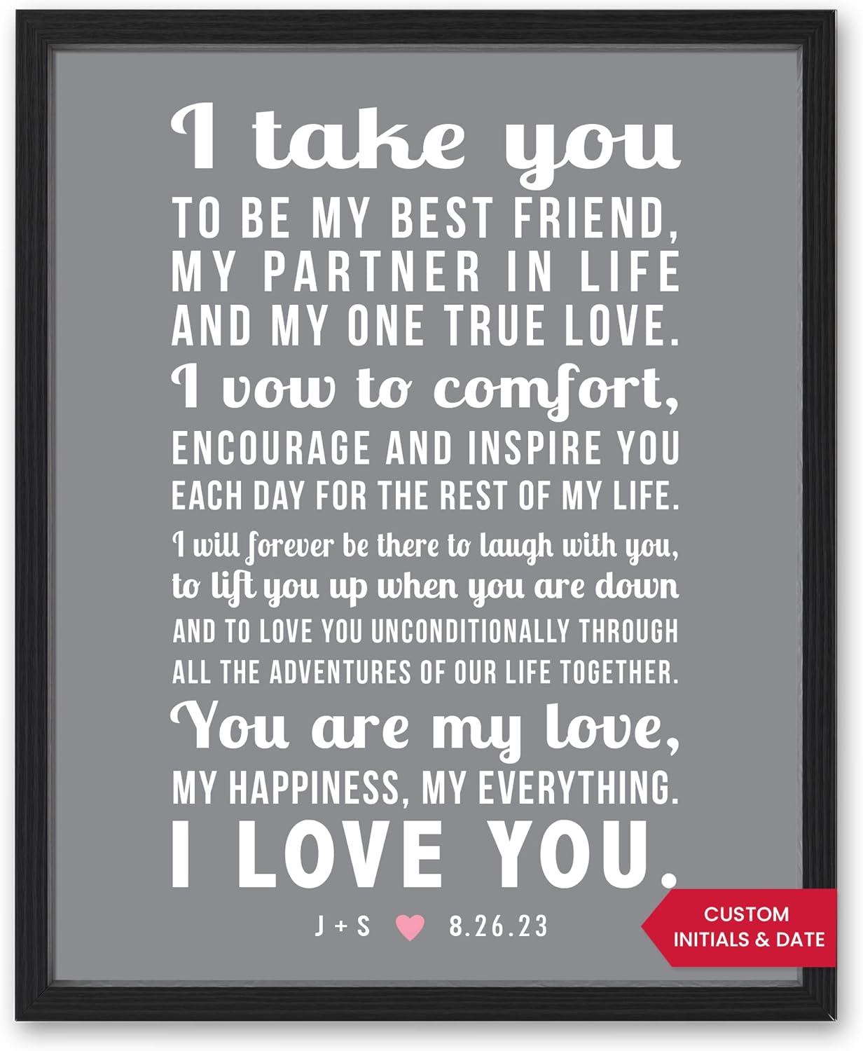 Amazon.com: Personalized Wedding Vow Poster - I Take You To Be My Best ...