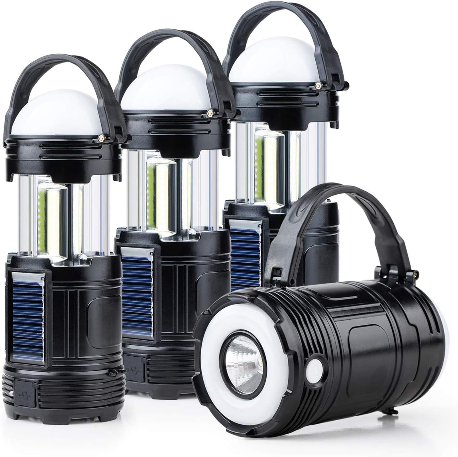 Amazon.com: TANSOREN 4 Pack Solar Lantern Flashlights, LED Camping ...