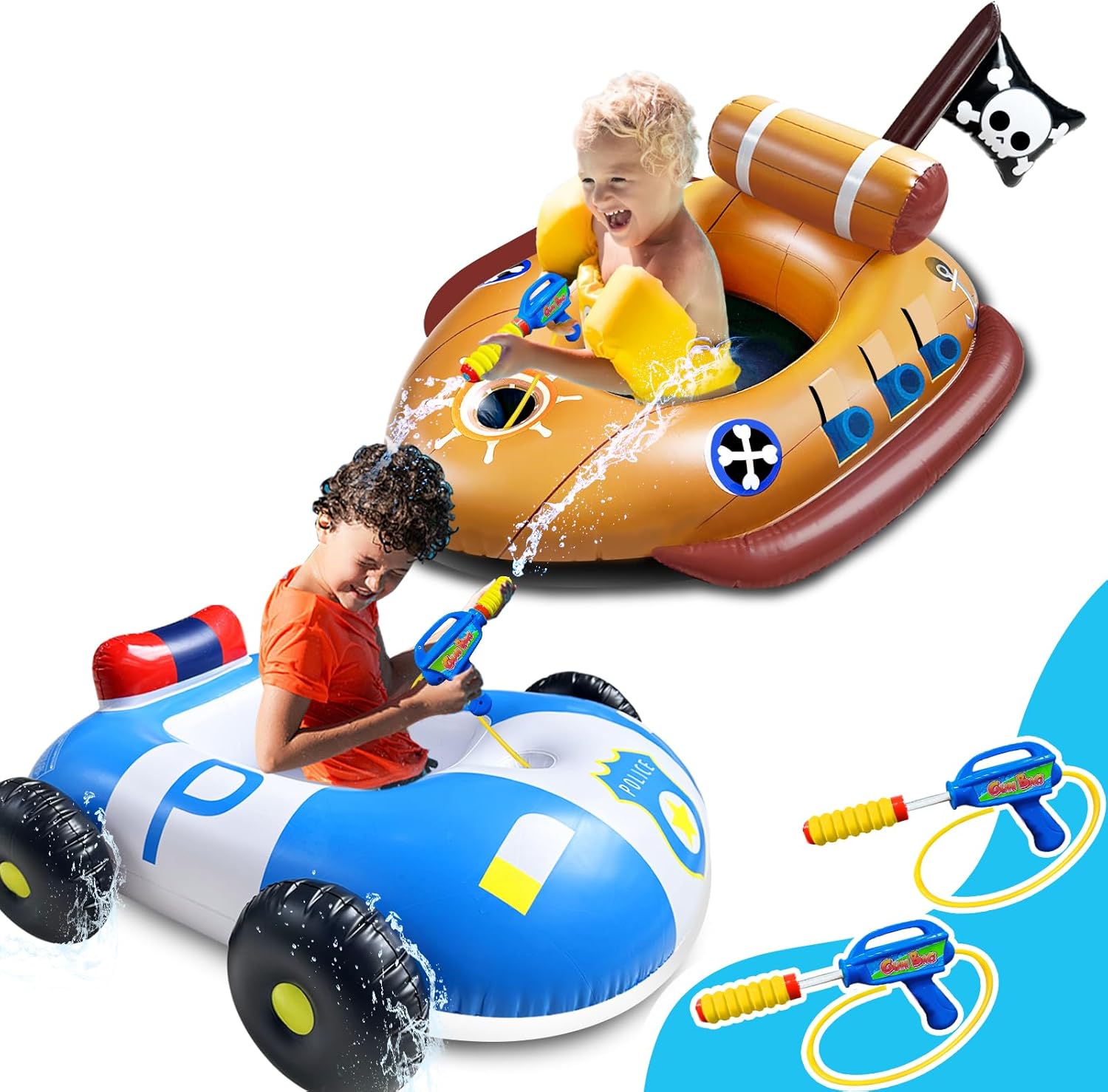 Amazon.com: 2 Pack Pool Floats Kids with Water Guns, Inflatable Pirate ...
