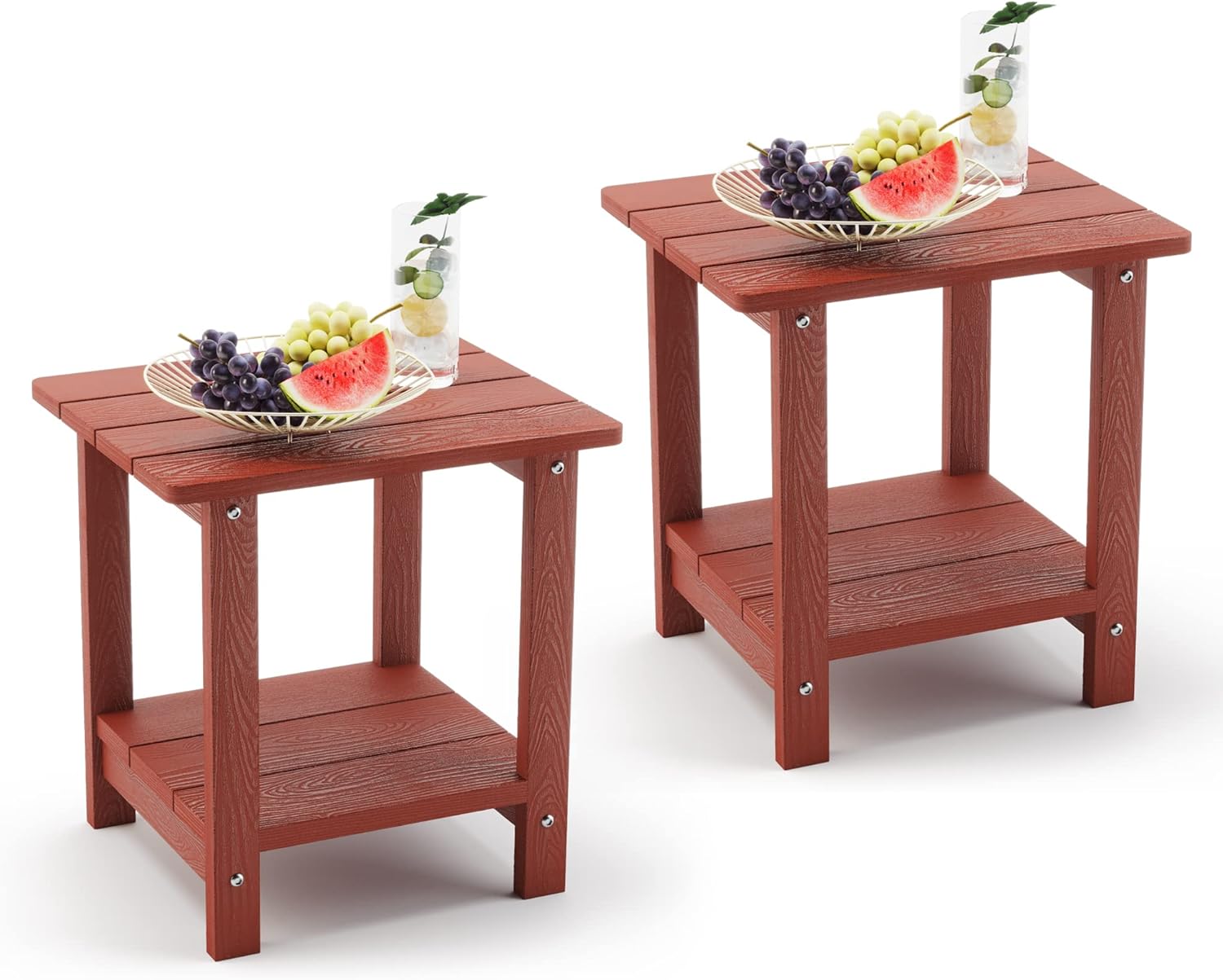 Amazon.com: LUE BONA Adirondack Outdoor Side Table Set of 2, 2-Tier Red ...