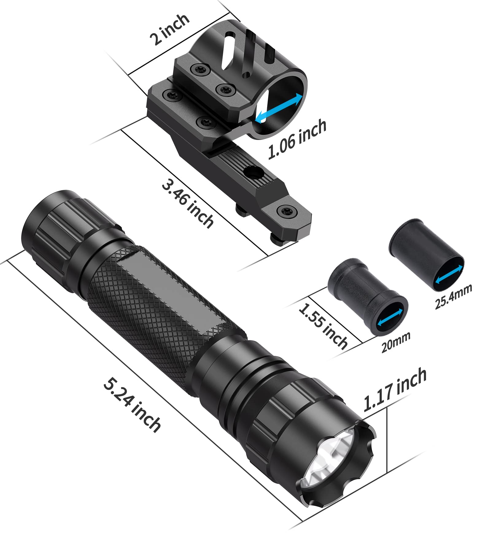 Buy Feyachi FL14-MB Tactical Flashlight 1200 Lumen Matte Black LED ...