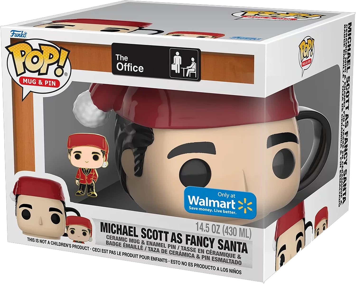 Funko The Office Michael Scott as Fancy Santa Mug and Pin Set with Lid ...