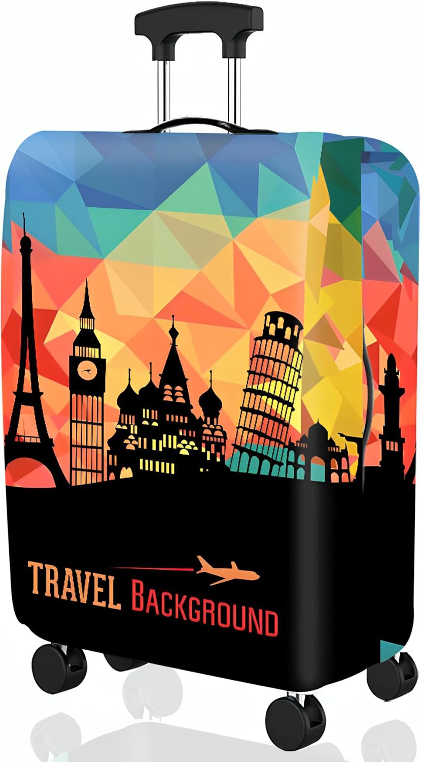 Amazon.com: Stretchable Luggage Cover – Black Multicolor Suitcase ...