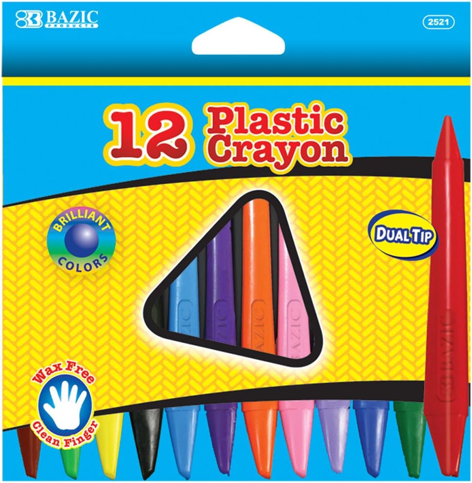 Amazon.com: 12 Color Dual Tip Triangle Plastic Crayon Set Quantity ...