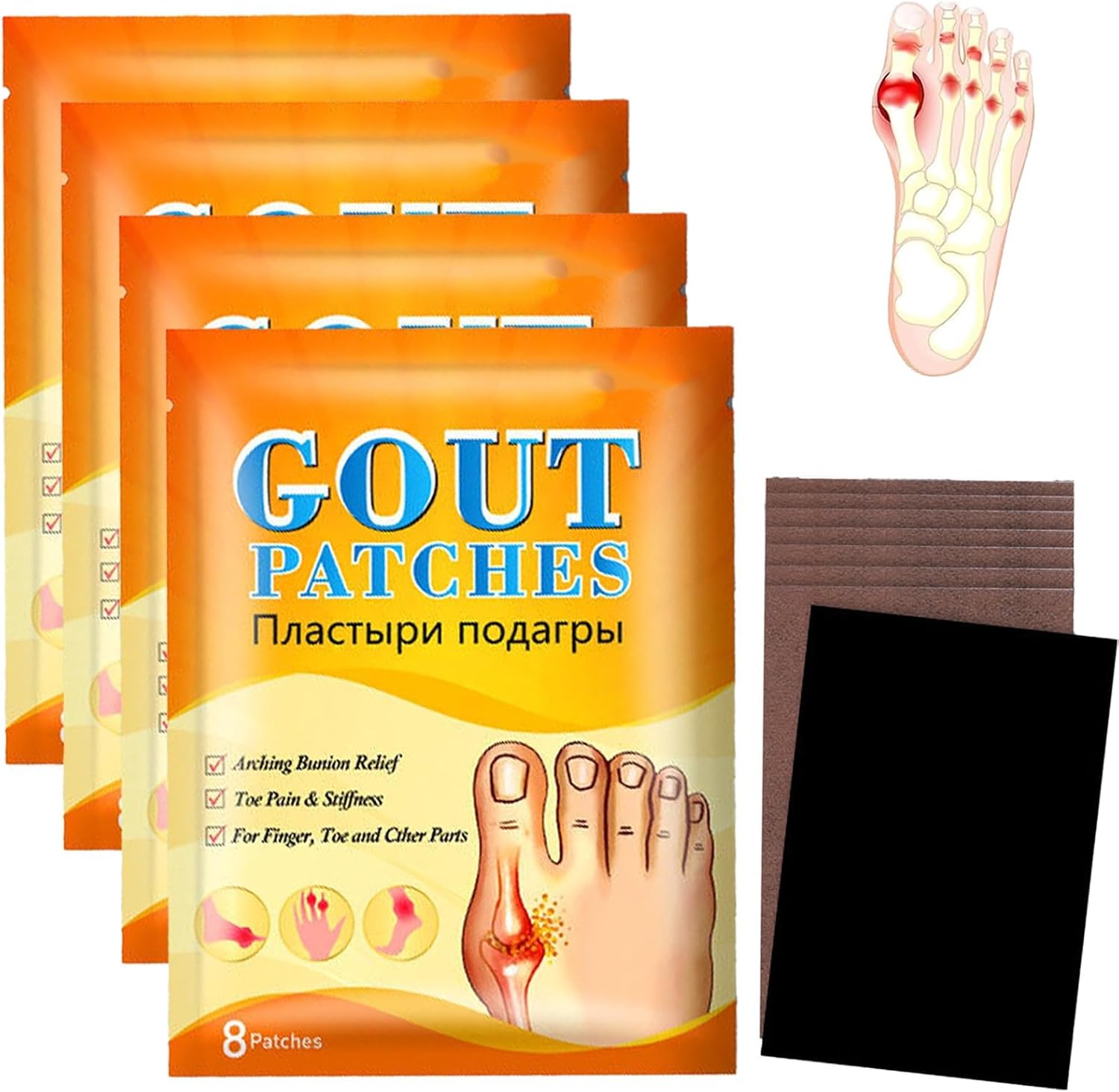 32 Pcs Gout Relief Instant Patches, Gout Treatment for Pain & Swelling ...