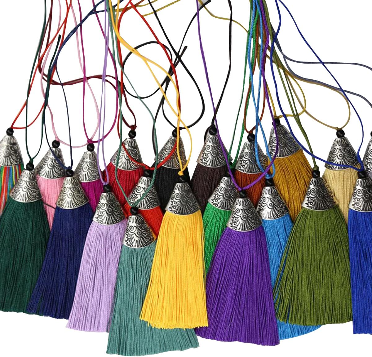 Amazon.com: Kuasting 4pcs Handmade Soft Silky Tassels, Hand-Woven ...