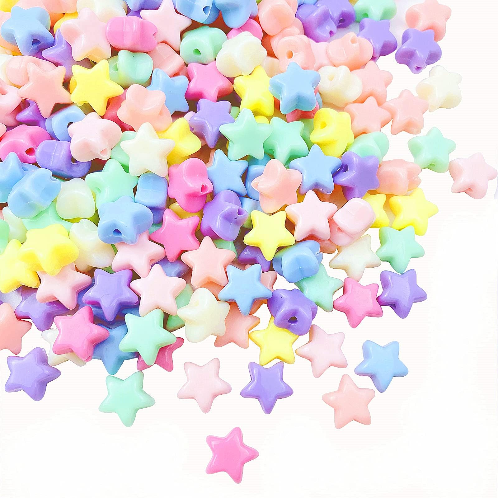 Amazon.com: Mulutoo 300 Pcs Candy Color Acrylic Star and Heart Beads ...