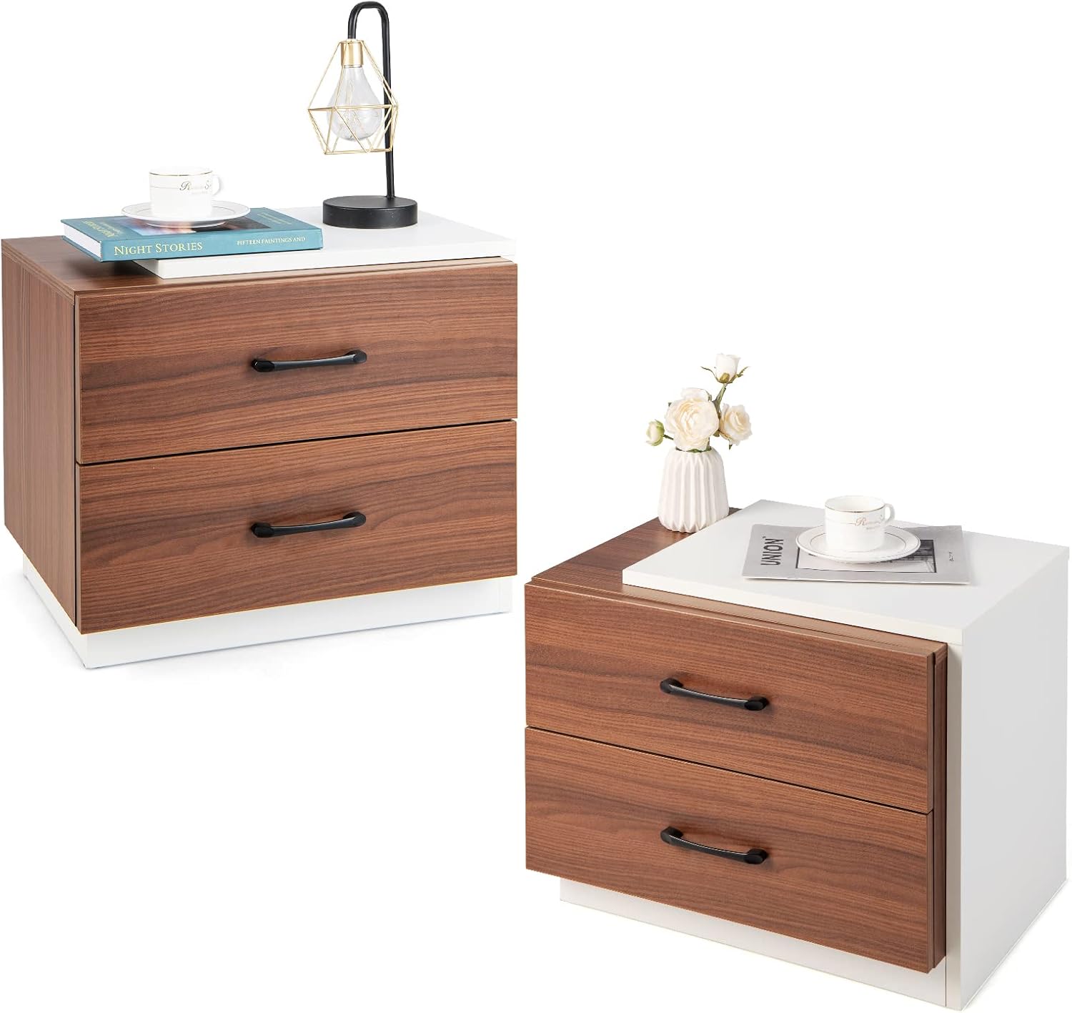 Amazon.com: LOKO Modern Nightstands Set of 2, Wooden Bedside Table with ...