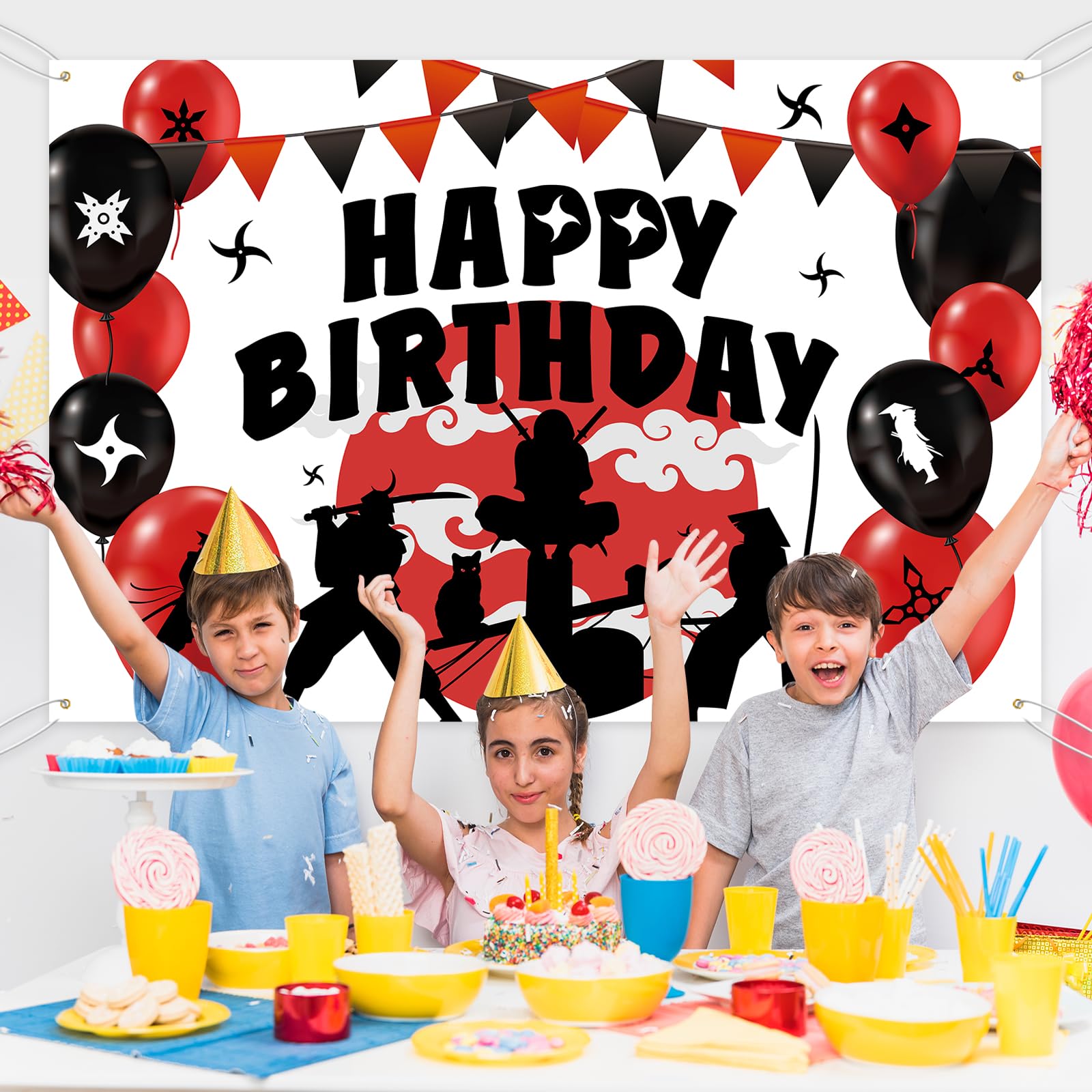 Backdrop Martial Arts Samurai Happy Birthday Decorations Banner ...