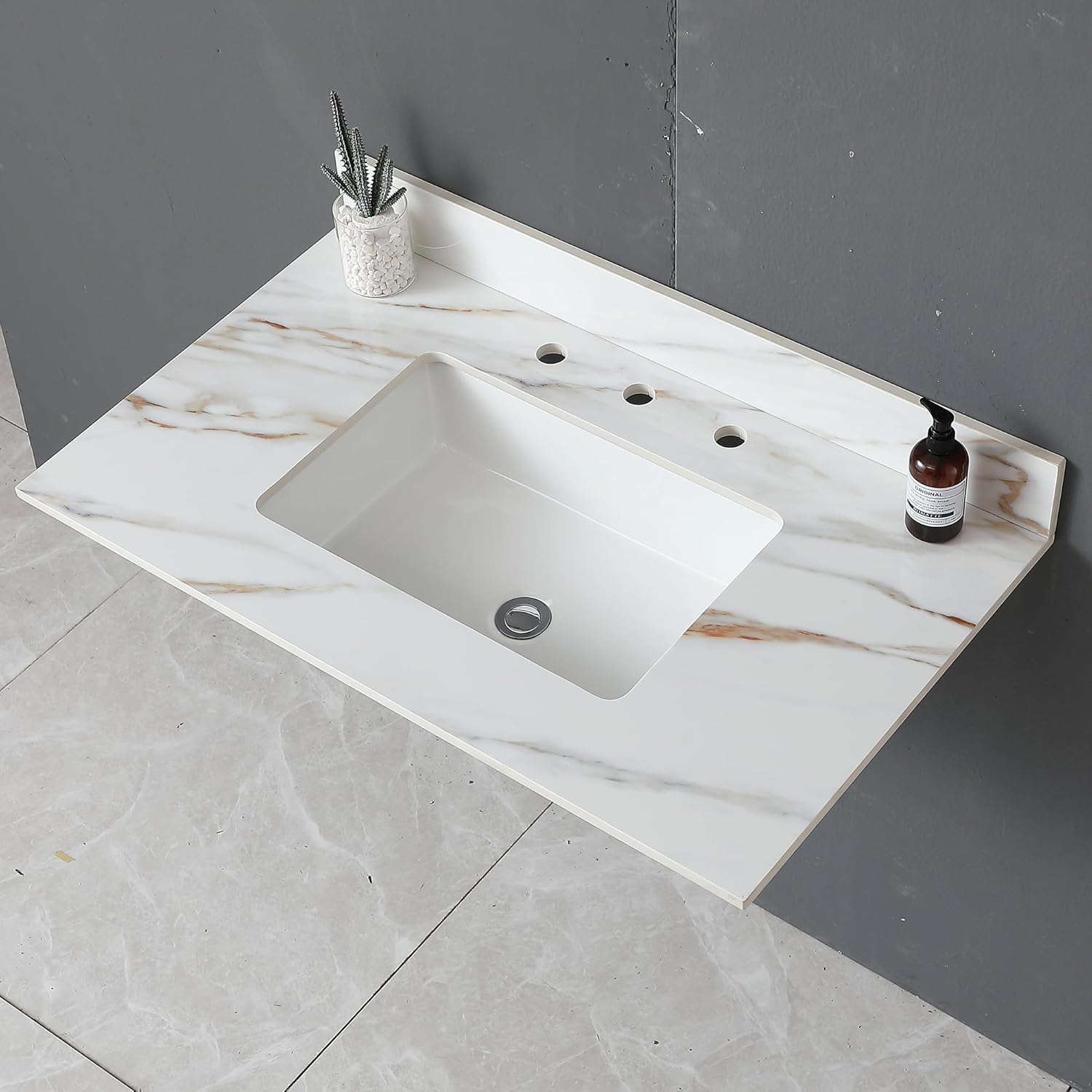 Montary 37"x 22" Bathroom Vanity Top with Undermounted Large Ceramic ...