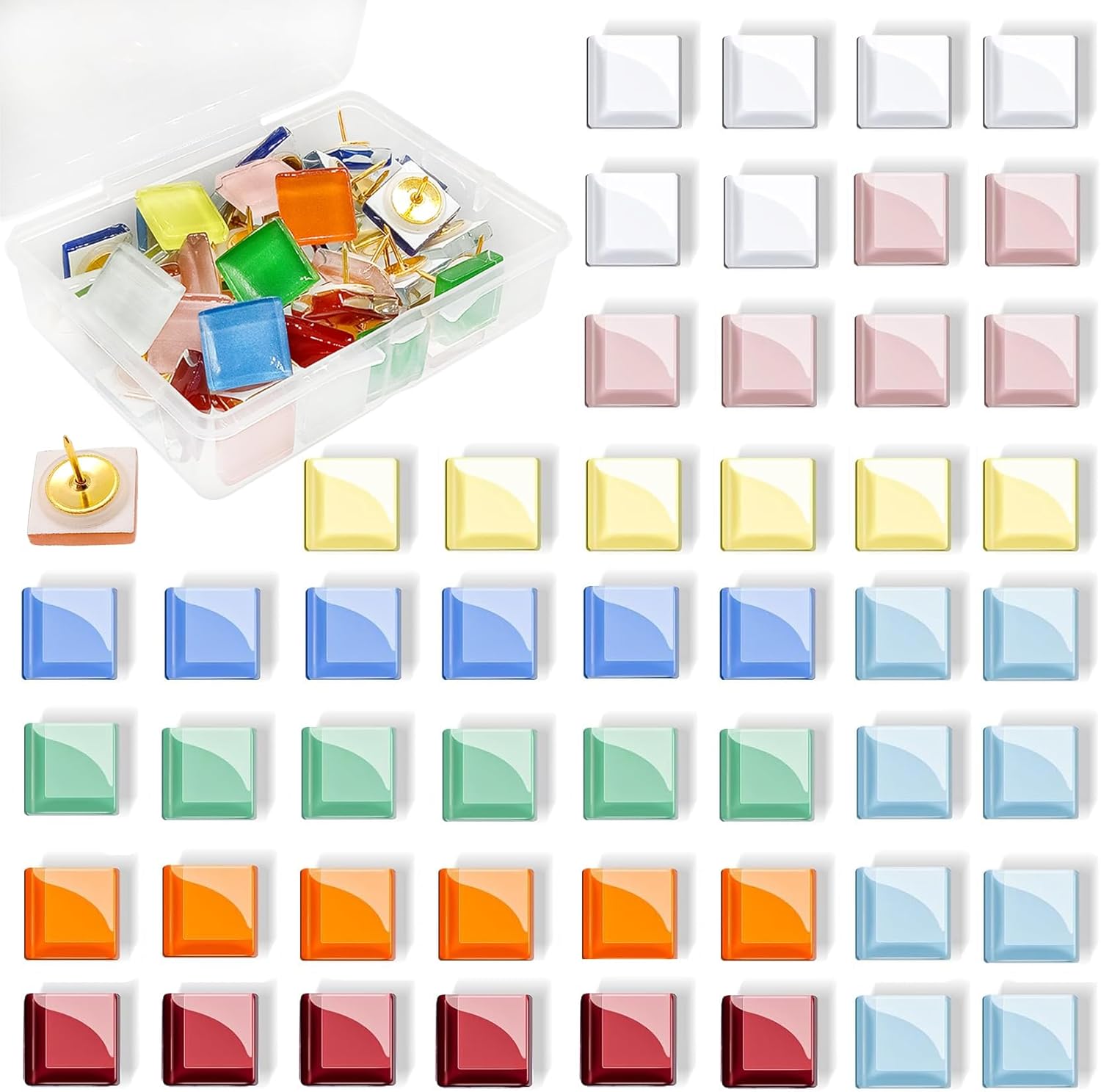 Amazon.com: WINFA Cute Glass Square Push Pins for Bulletin Boards ...