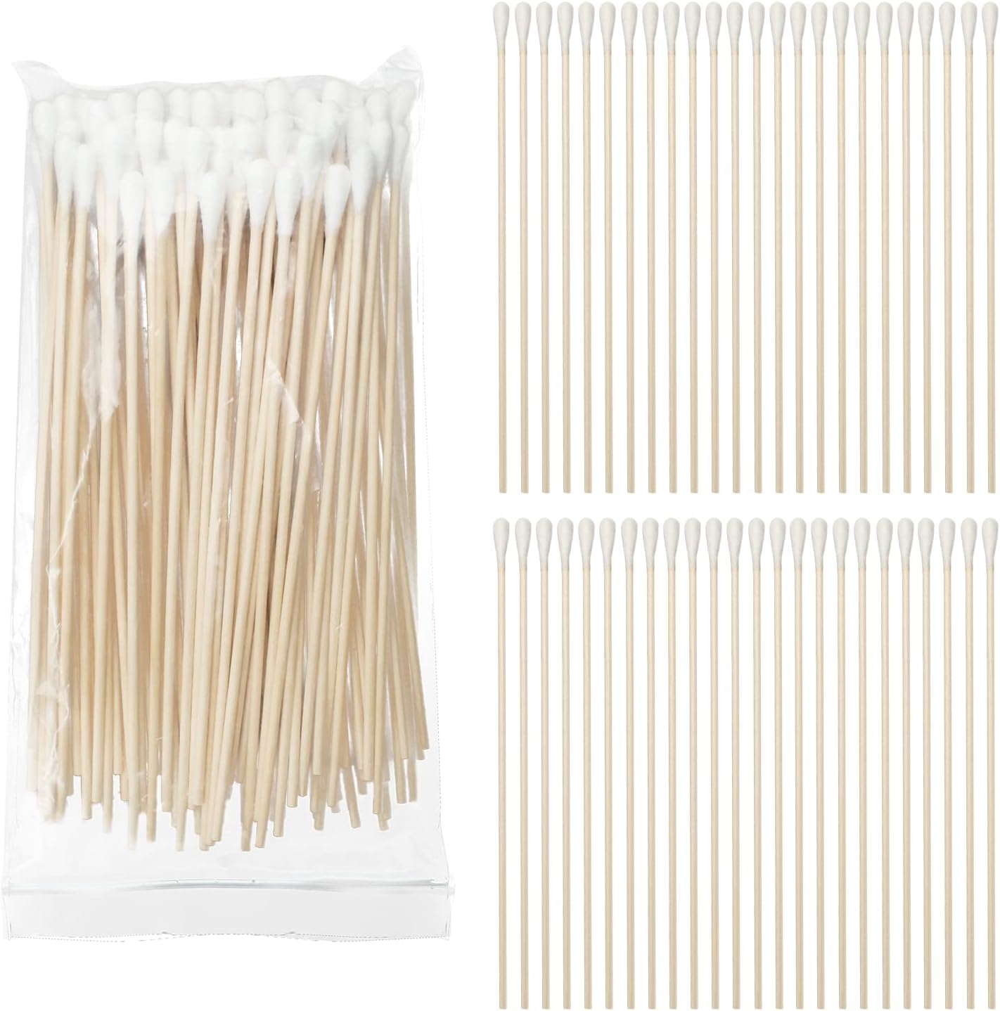 Amazon.com : Sihuuu Long Cotton Swabs Applicator with Wooden Handles ...
