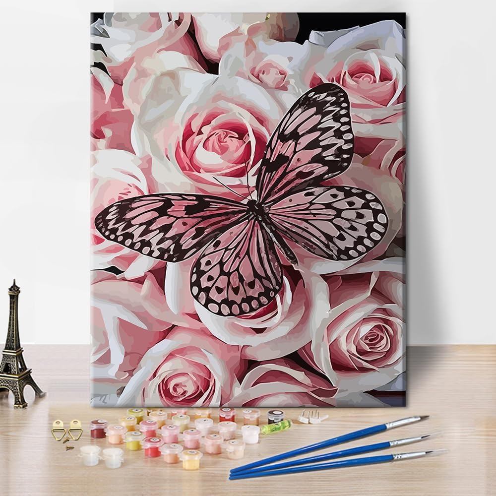 Amazon.com: TISHIRON Paint by Numbers for Adults DIY Butterfly Adult ...